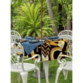 Abstract Geometric Round Outdoor Tablecloth with Umbrella Hole Yellow ...