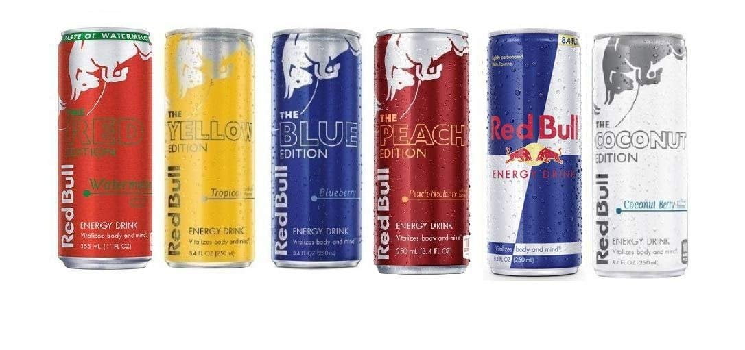Red Bull Editions Variety Pack,8.4fl.oz. Pack of 24 : Red, Yellow, Blue ...