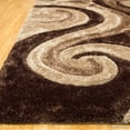 Allstar Living Room Coco Shaggy Area Rug, 3D Brown Spiral Design, 5' x ...