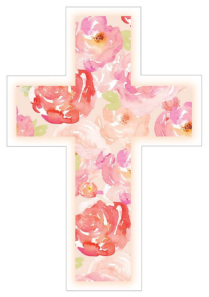 Paper House Productions Floral Cross Shaped Die-Cut 3.5" Vinyl Sticker ...