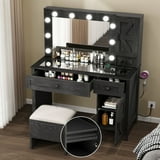 Uforic 42" Farmhouse Makeup Vanity Set with Lighted Mirror & Drawers ...