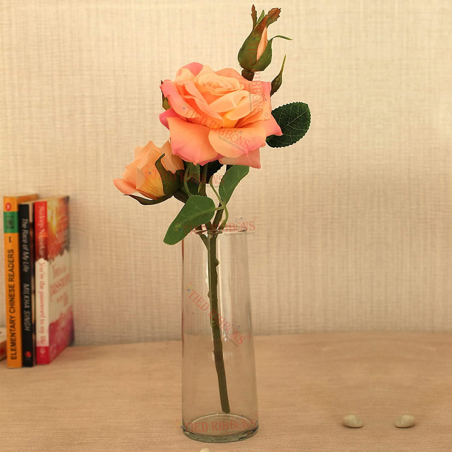 Single Rose In Vase On Table