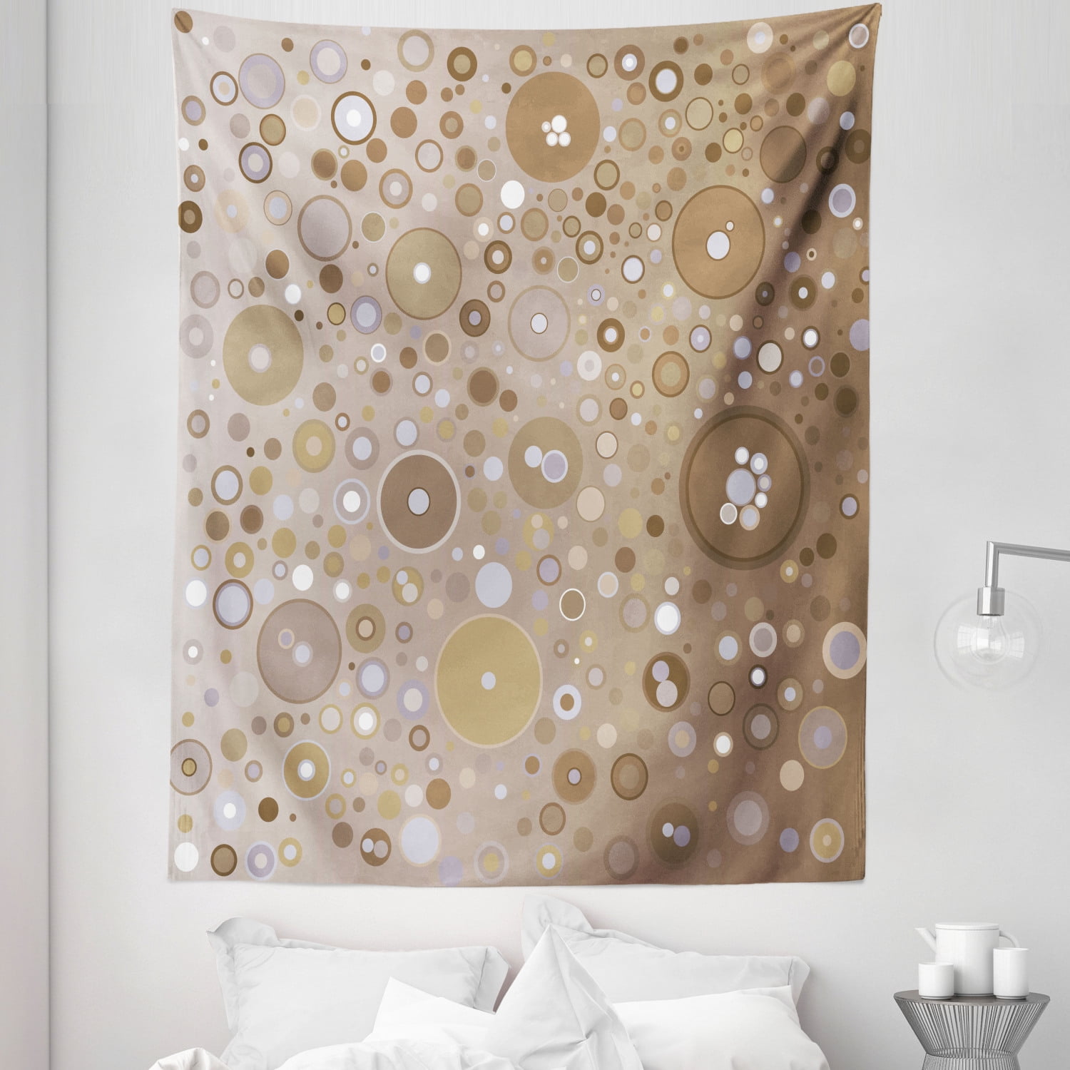 Tan Tapestry, Soft Colored Circles and Dots in Different Sizes Bubble ...