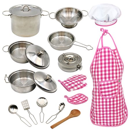 18pcs Toddlers Kitchenware 304 Stainless Steel Pots Pans Children ...