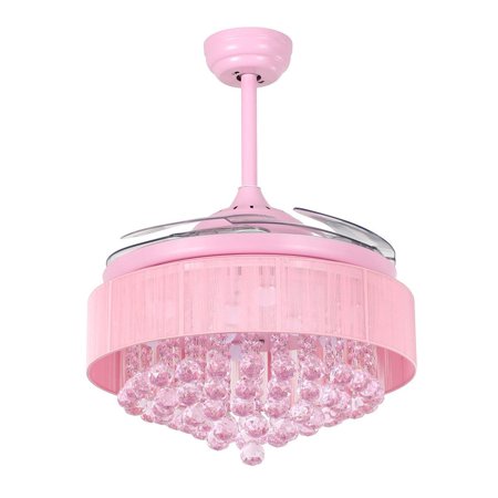 Ceiling Fans with Lights 42" Modern Pink Ceiling Fan Retractable Blades ...