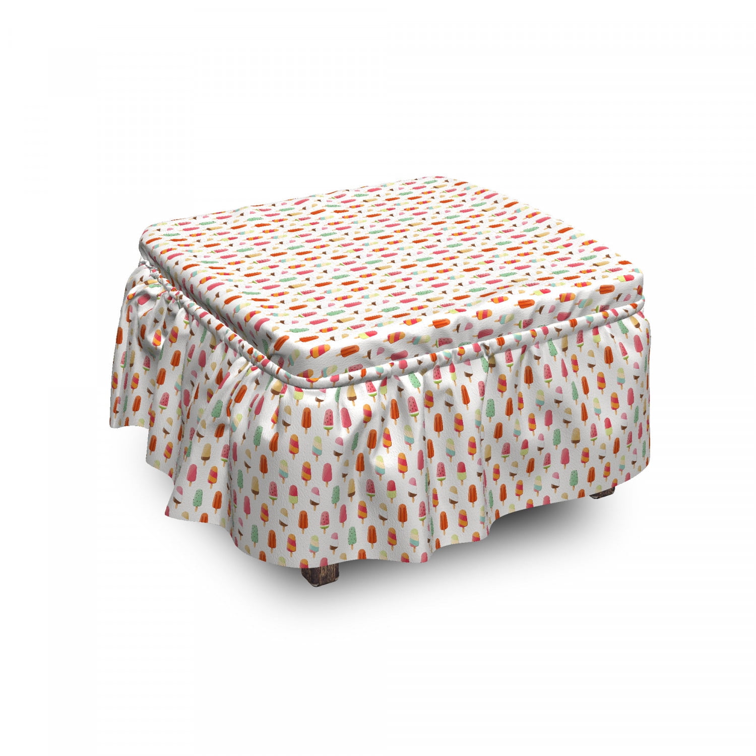 Ice Cream Ottoman Cover, Various Flavors, 2 Piece Slipcover Set with ...