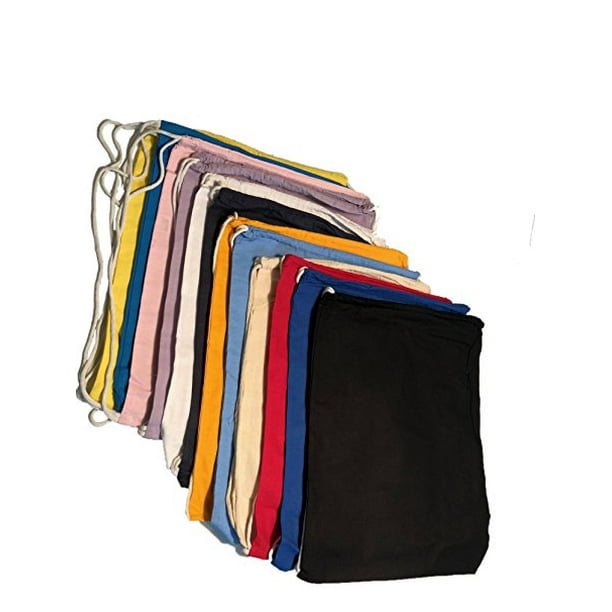 TBF - Set of 12 Cotton Drawstring Backpacks Sports Cinch Sack Bag ...