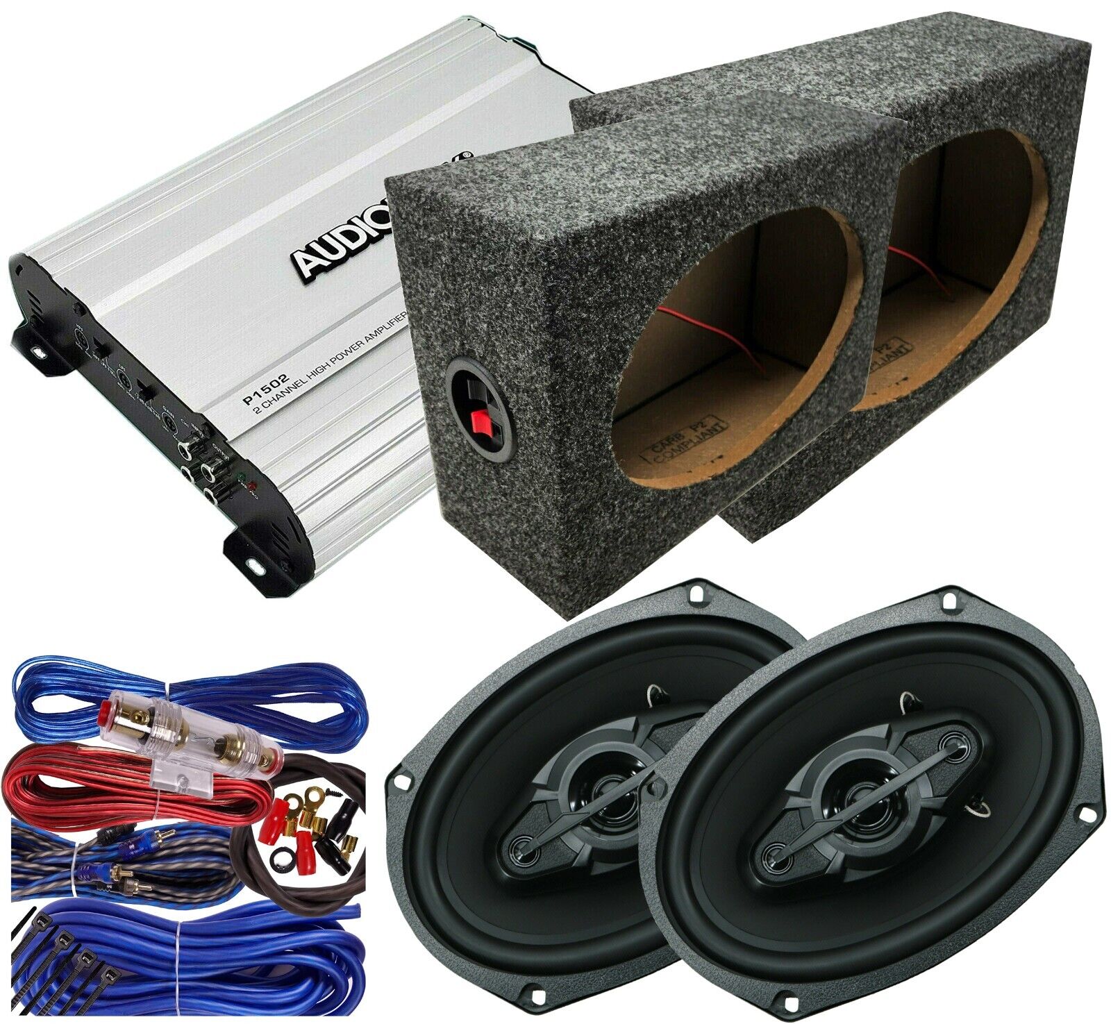 Gravity SGR694 6x9" Speaker Pair + 1500W Amplifier + 2x 6x9" Speaker ...