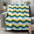 Bohemian Fleece Throw Blanket Lightweight Summer Abstract Ocean Wave ...