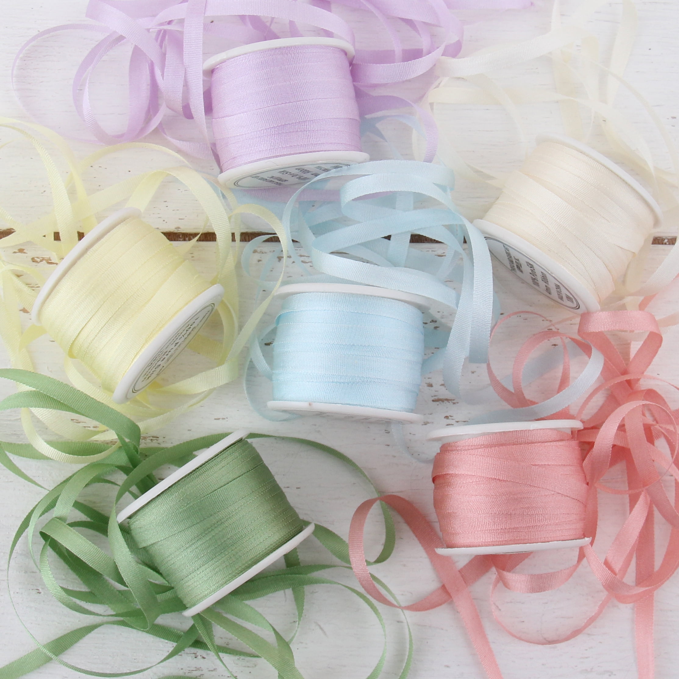 Threadart 4mm Silk Ribbon Set - Pastel Shades - Six Spool Collection ...