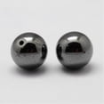 300pc Non-magnetic Hematite Beads Half Drilled Round 4mm Hole: 1mm ...
