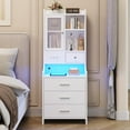 LED Bedroom Nightstands Pair with Charging Plugs, Tall Set of 2 ...
