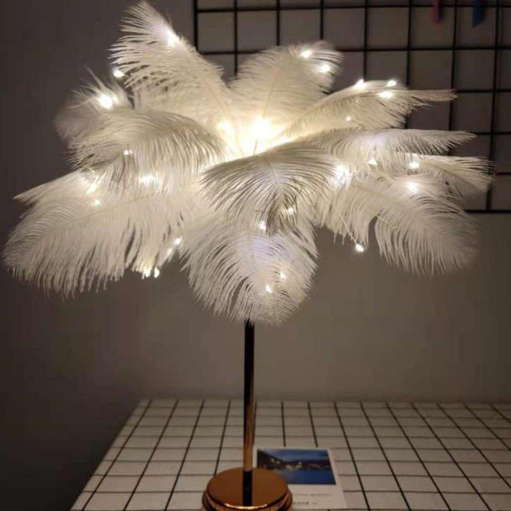 Feather Table Lamp USB Power Atmosphere Night Light Feather Deco Table ...