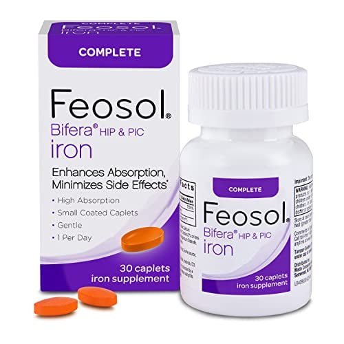 Feosol Complete Iron Supplement Caplets, Bifera Iron for High ...