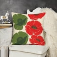 Botanical Red And Green Poppy Flower PrintSet of 2 Faux Linen Throw ...