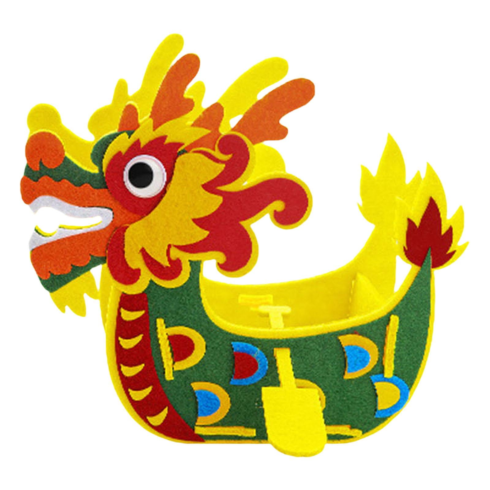 3D DIY Felt Boat Art Development Toys Handmade for Dragon Boat Green ...