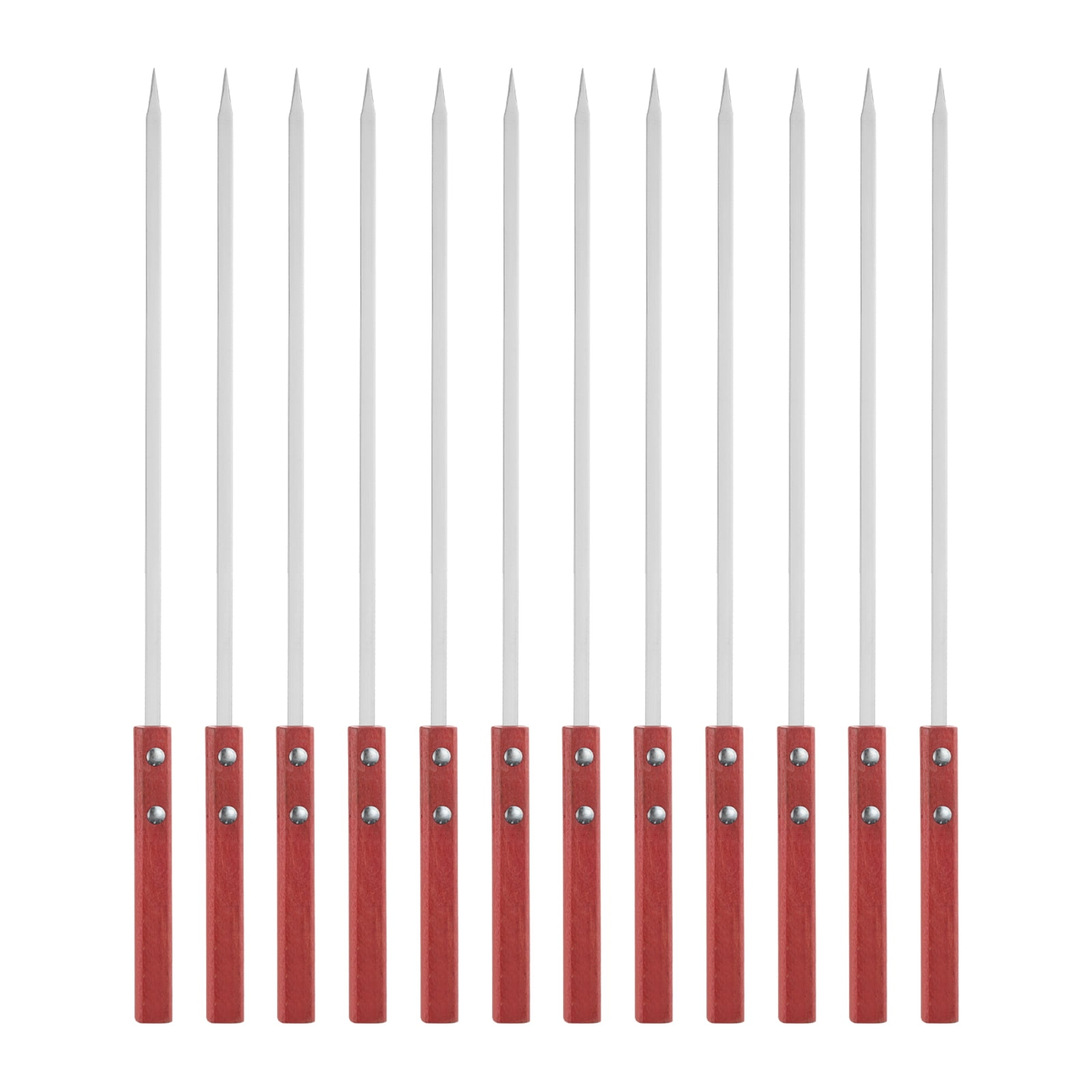 Uxcell 12 piezas de pinchos de metal Kebob 40cmx7mmx2mm varillas planas ...