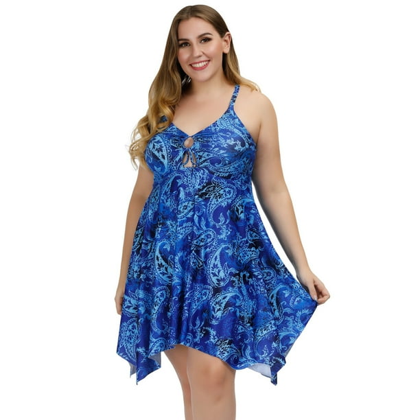 Hanna Nikole Womens Plus Size One Piece Irregular Hem Tummy Control