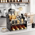 4-Tier Wood Display Shelf, Black Modern Bottle Organizer, Countertop ...