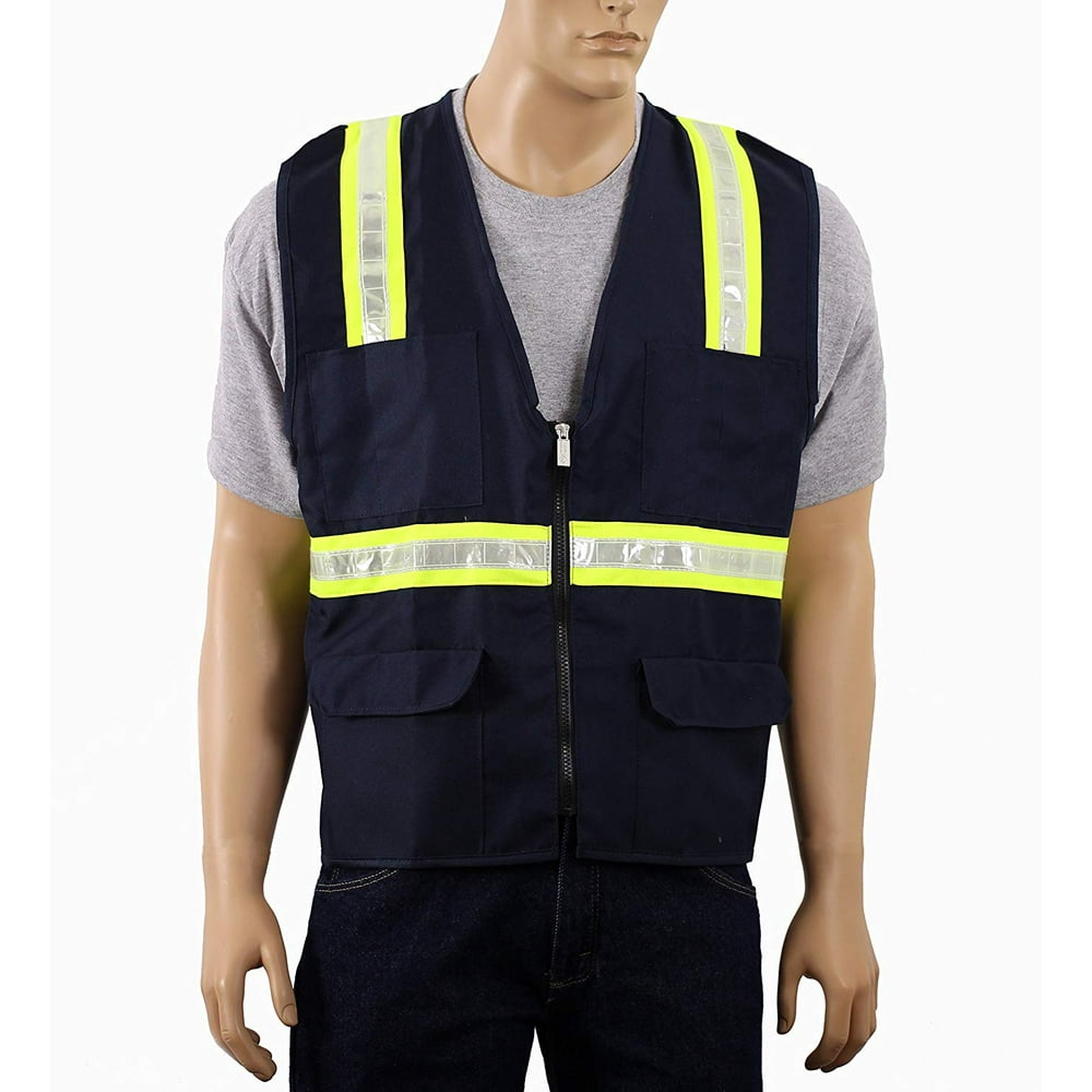 Safety Depot Navy Blue Reflective Safety Vest with Pockets 8038-NV-3XL ... Safety Depot Navy Blue Reflective Safety Vest with Pockets 8038-NV-3XL ...