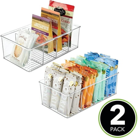 PIPETPET 2 Plastic Food Storage Organizer Bins - Divided 5 Compartment ...
