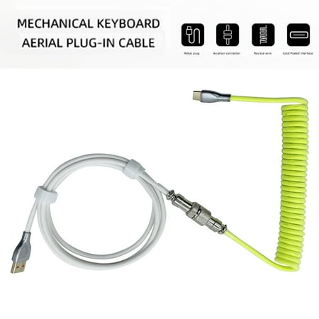 Coiry 2 in 1 Coiled Aviator Wire Type-C Cable Mechanical Keyboard ...