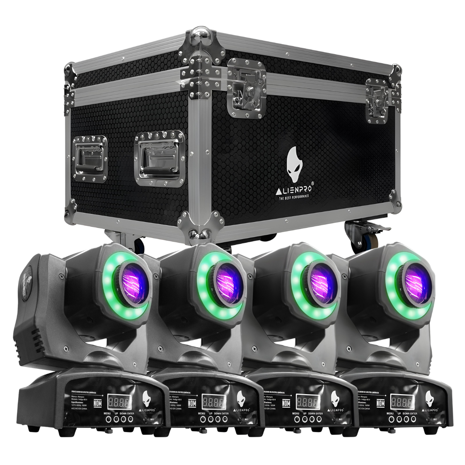 Set x4 Cabeza Móvil LED Índigo 60 II 100w Alienpro 7 Colores negro ...