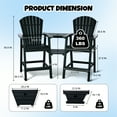 Tall Adirondack Chair Set of 2, HDPE Balcony Chair with Double ...