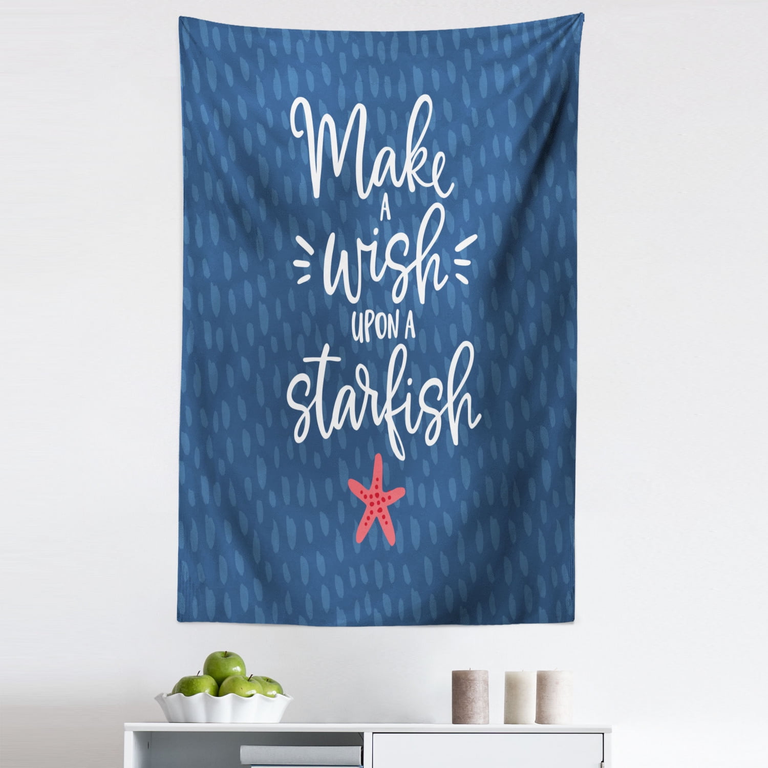 Saying Tapestry, Nautical Themed Make a Wish upon a Starfish Text ...