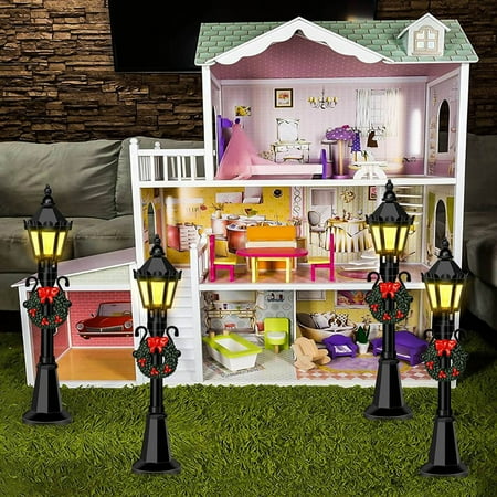 4 Pcs Christmas Mini Street Light Models Dollhouse Streetlight ...