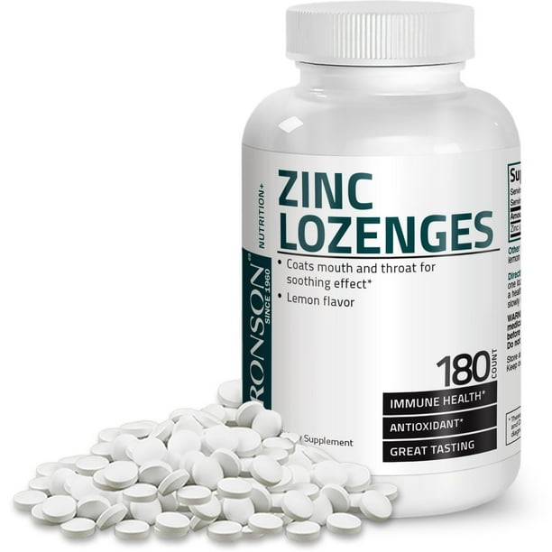 Bronson Zinc Lozenges Antioxidant & Immune Support - Lemon Flavored ...