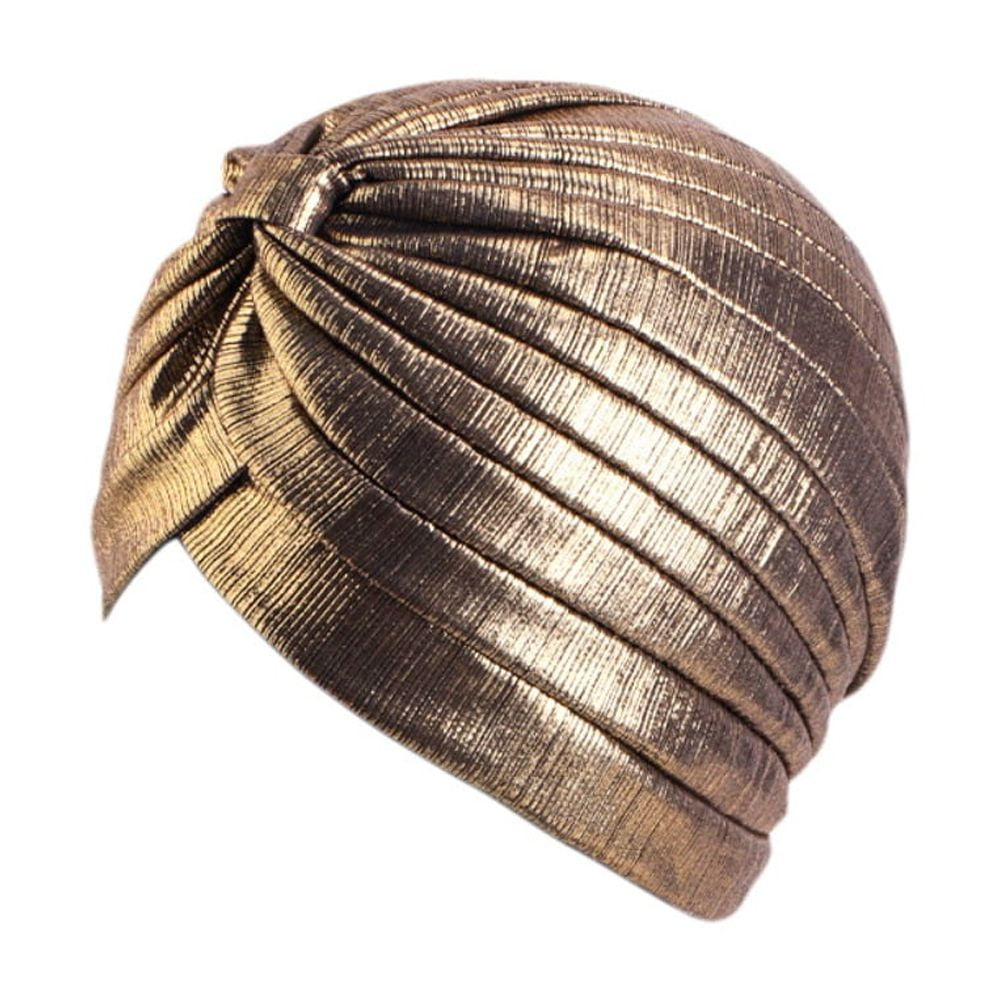 Click here for Unbranded Women Gold Silver Pleated Turban Hat Che... prices