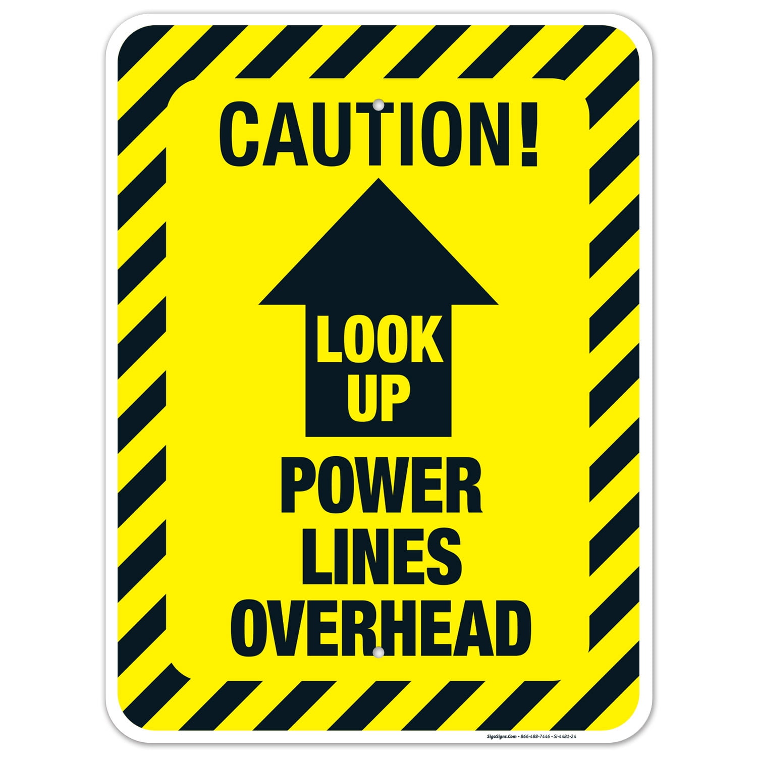 Power Lines Overhead Sign, OSHA Caution Sign, - Walmart.com