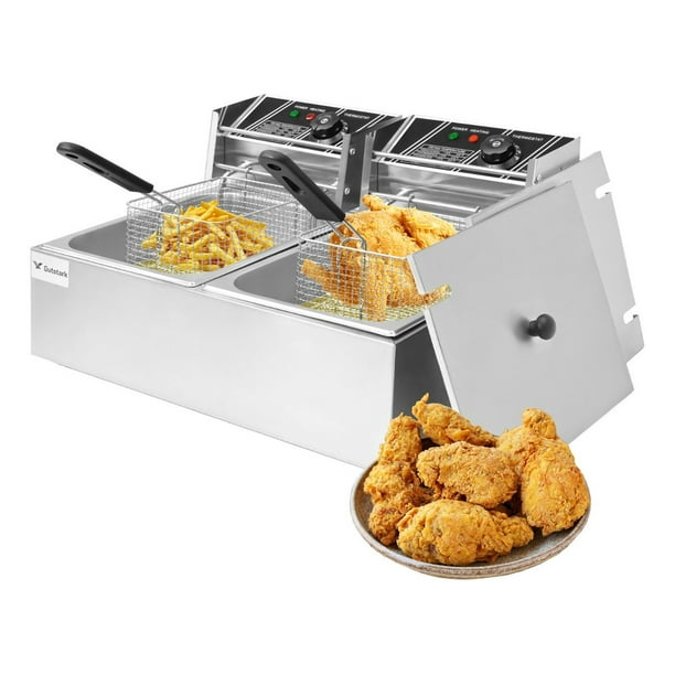 Freidora Industrial Electrica Doble Bandeja 12l Gutstark Home Acero ...