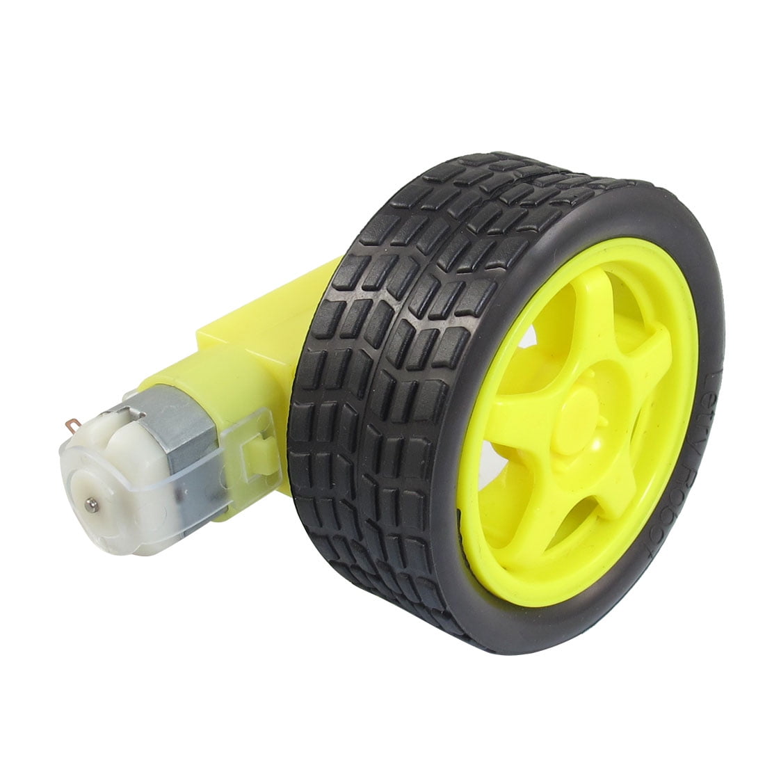 Yellow Black Tire Wheel + Single Shaft Geared Motor 15RPM 160mA 3V DC