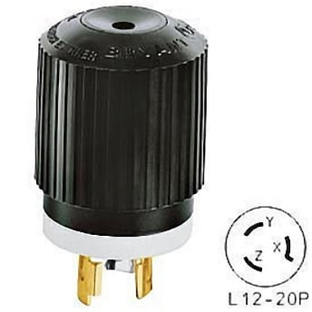 Bryant 71220NP Techspec Black and White 3 Phase Male Locking Plug 20A ...