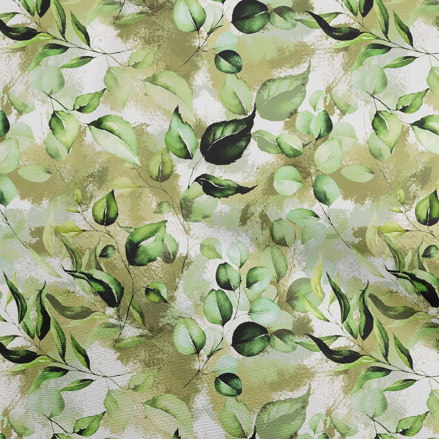 oneOone Polyester Lycra Green Fabric Leaves Craft Projects Decor Fabric ...