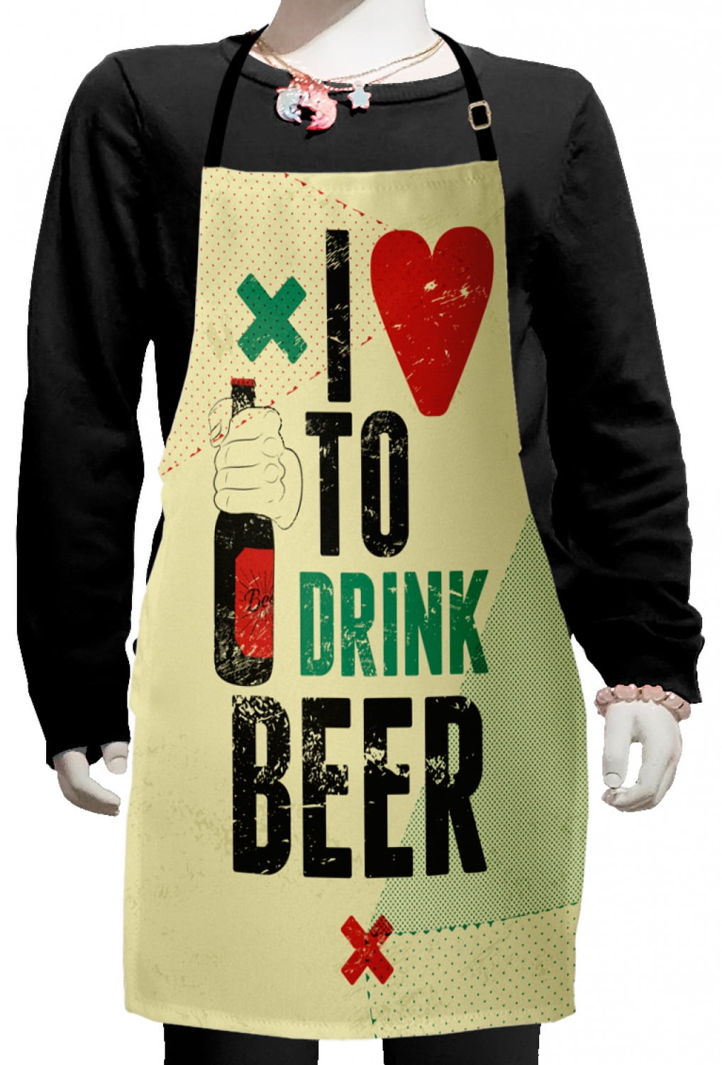 Retro Kids Apron, I Love to Drink Beer Calligraphy with a Hand Holding ...