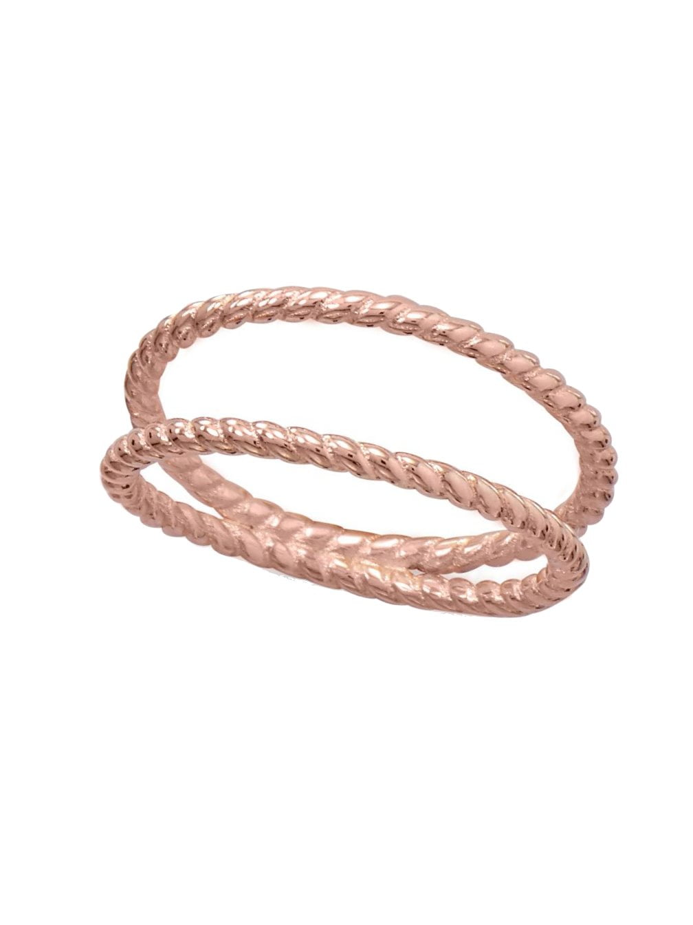 Double Rope Twist Band Rose Gold-plated Sterling Silver - Walmart.com