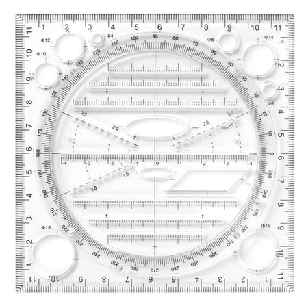 Multifunctional Drawing Ruler Non-Slip 360 Gegree Rotation Measuring ...