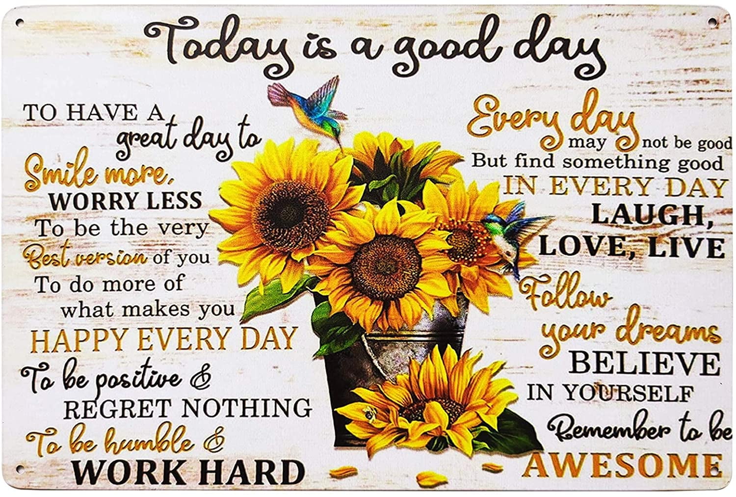 Today is A Good Day Vintage Metal Tin Sign Sunflower Decor Farmhouse ...