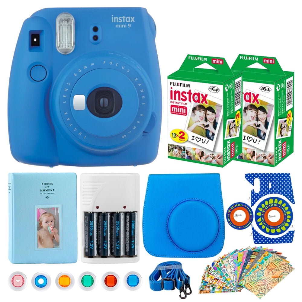 FUJIFILM INSTAX Mini 9 Instant Film Camera (Cobalt Blue) + Fujifilm ...