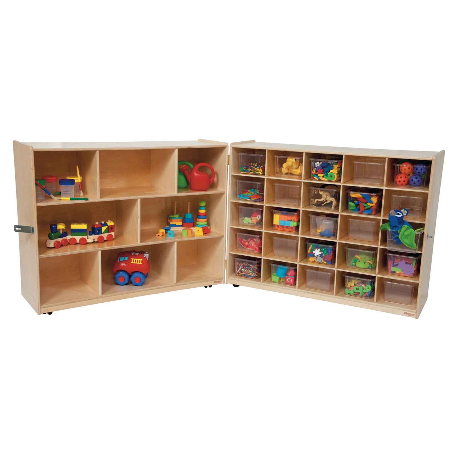 Wood Designs Natural Tray and Shelf Folding Storage with 25 Trays ...