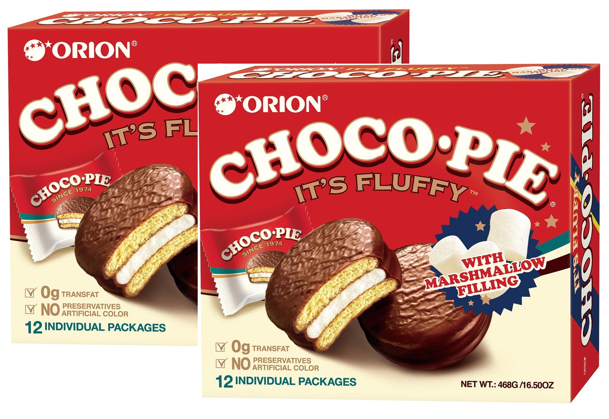 Orion CHOCO PIE with Marshmallow Filling 24 Pack (2 x 12 Pack), LARGE ...