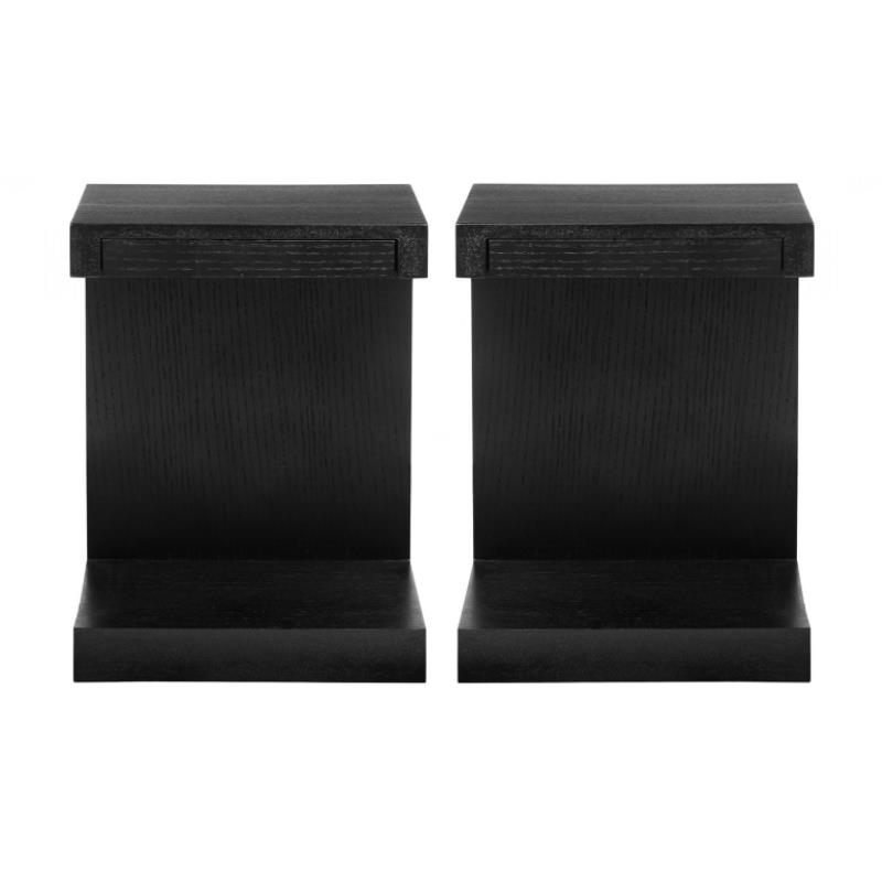 Home Square Handless Drawer Side Table in Black Oak - Set of 2 ...
