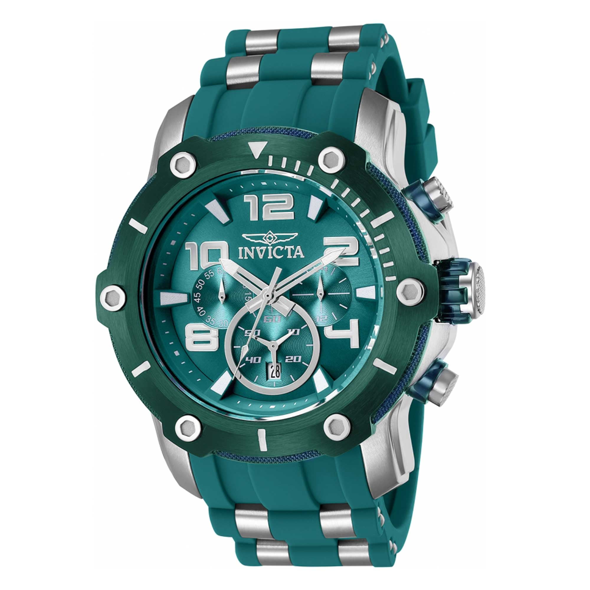 Invicta 40812 Men's Pro Diver Chronograph Green Dial Strap Watch ...