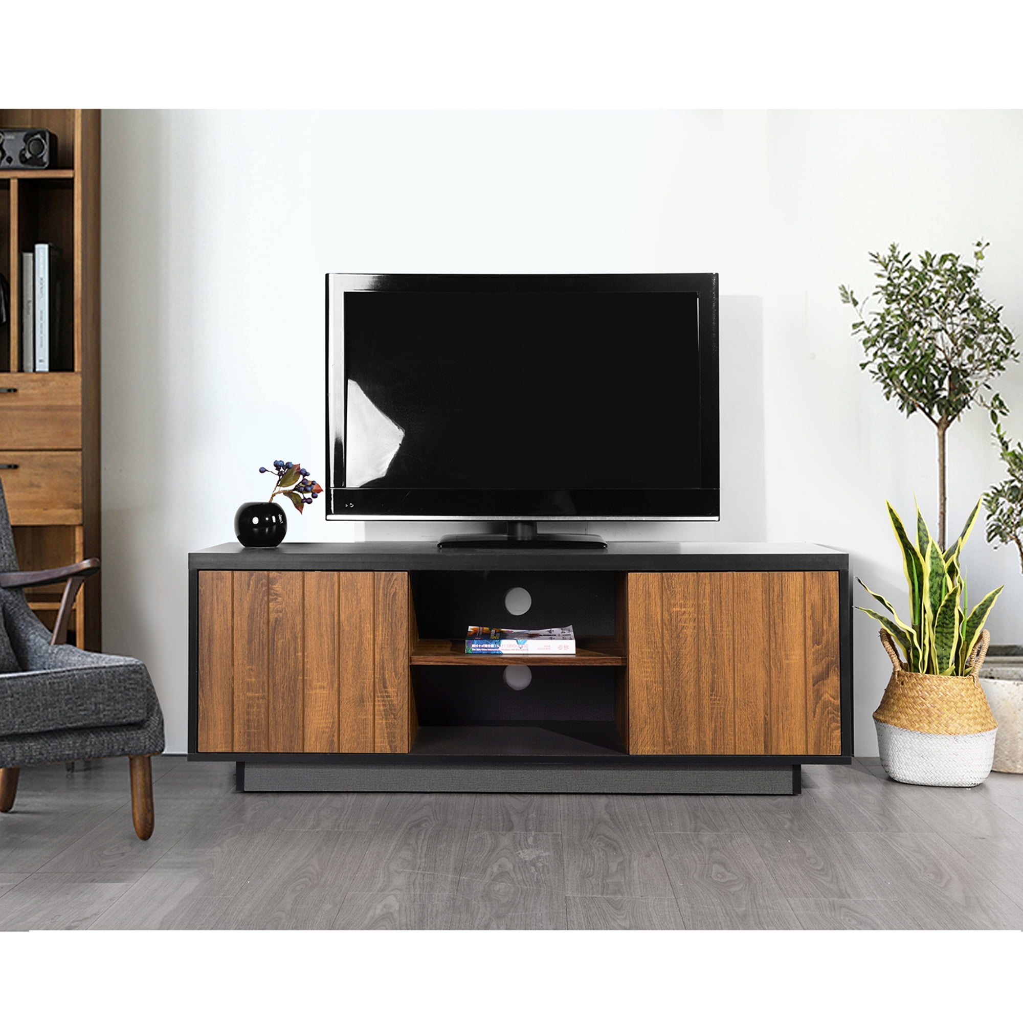 EEPHO Modern TV Stand for TVs up to 60 Inch, Wood TV Cabinet with ...
