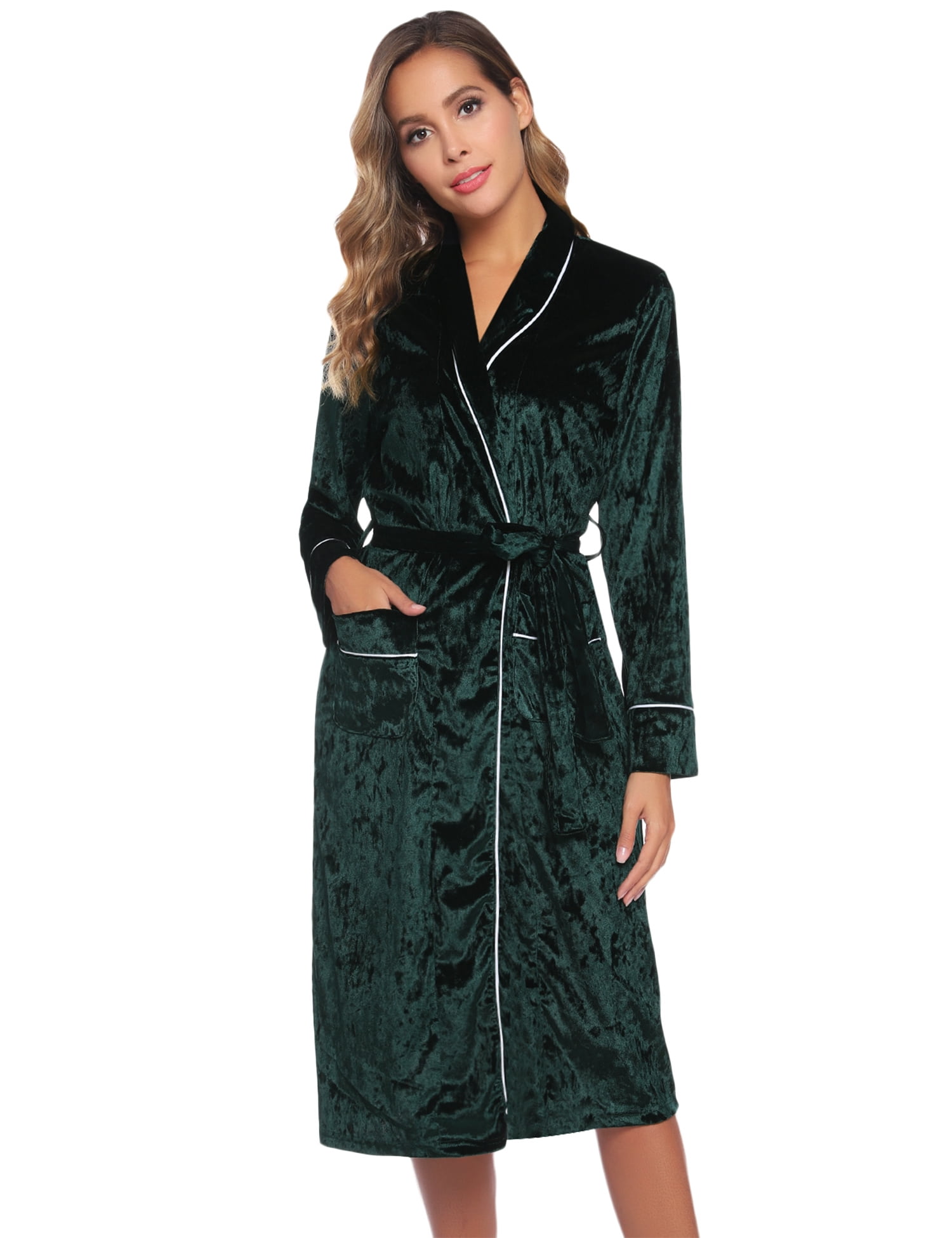 Uniexcosm Women Plush Robes Soft Warm Fleece Bathrobe Long Comfy Robe