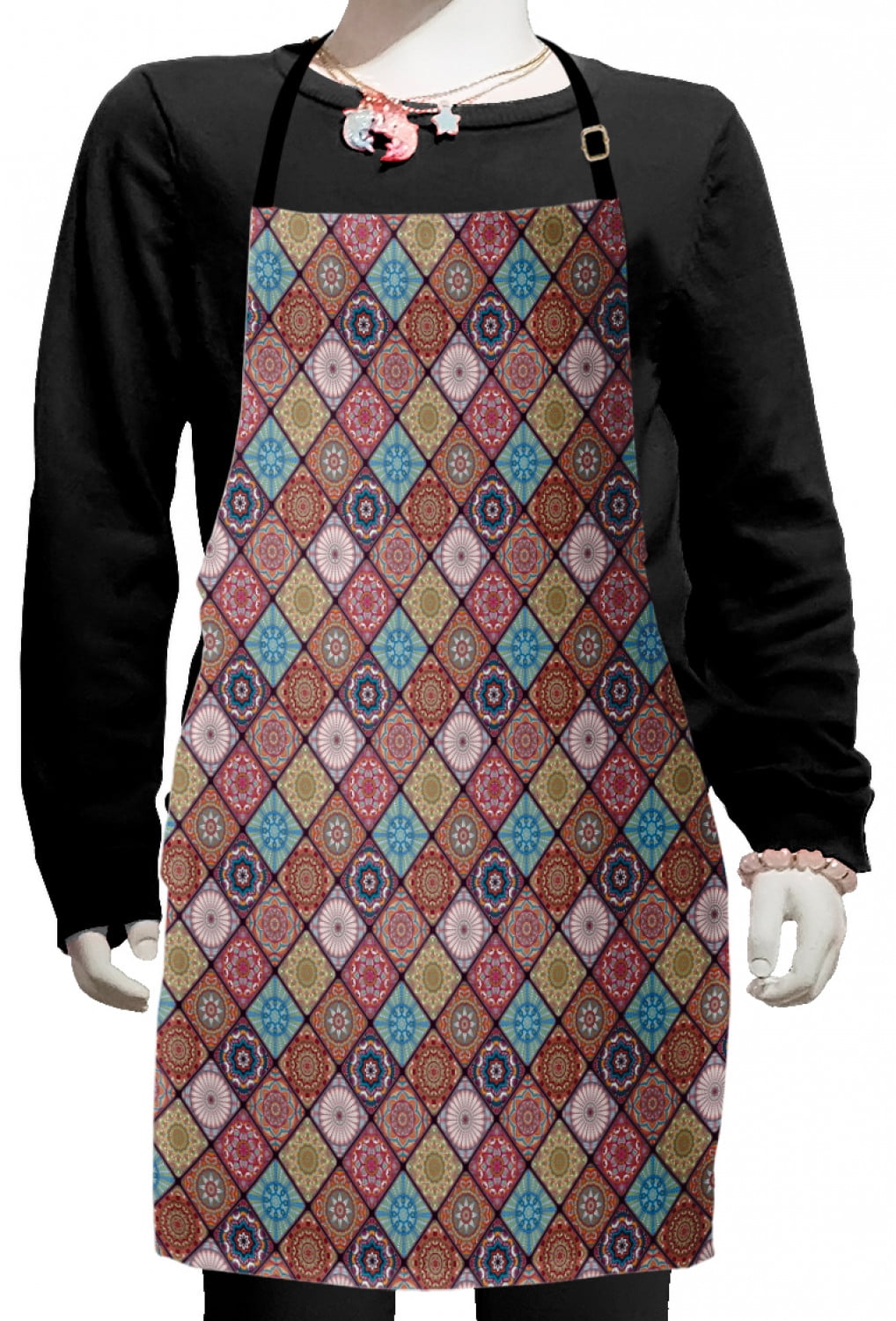 Mandala Kids Apron, Colorful Mosaic Tile Pattern with Abstract Floral ...