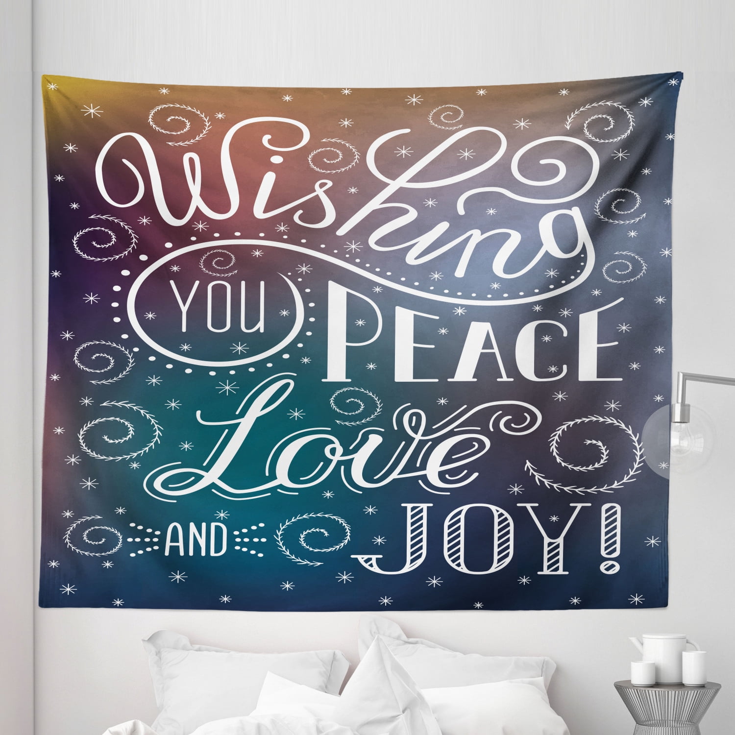 Saying Tapestry, Christmas Themed Typographic Image with Wishing You ...